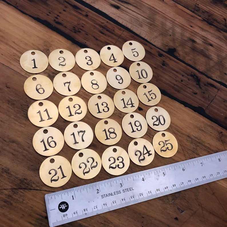 Advent Calendar Numbers Set of 1-25 or 1-31 Brass Tag | Etsy