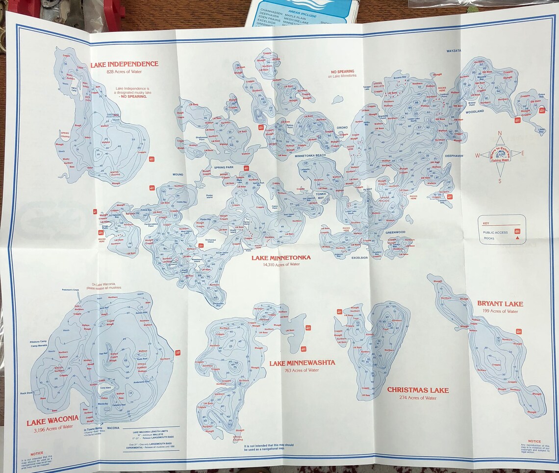Vintage Paper Map - 1980's Ron Schara's Fishing Guide -MN Twincities ...