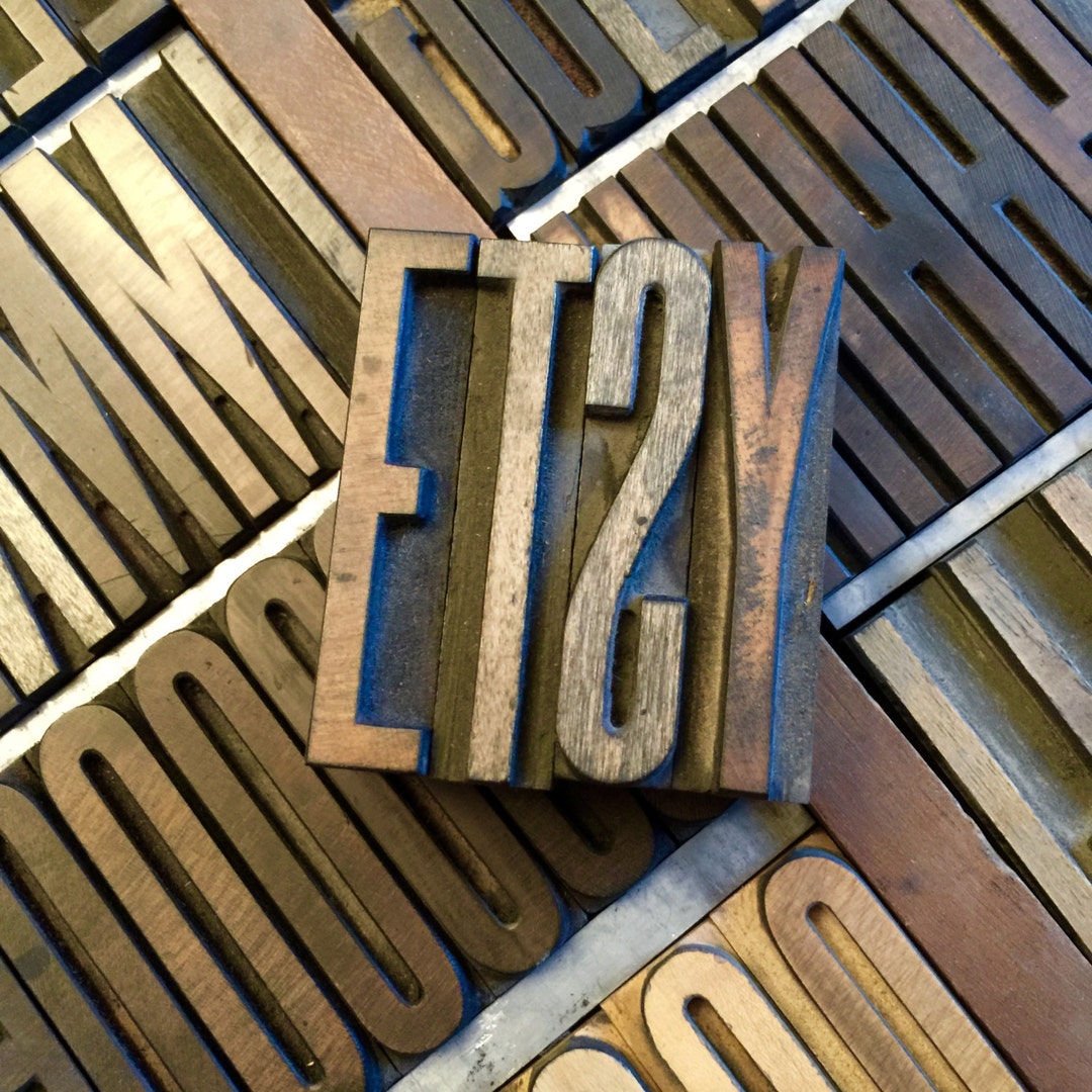 Tall Skinny WOODEN Letterpress Printing Blocks 2.5" Antique - Your ...