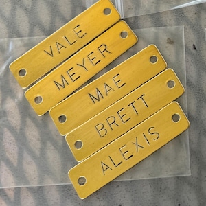 Brass Stocking Tags - Hand Stamped Metal Name Tags - Name Labels ...