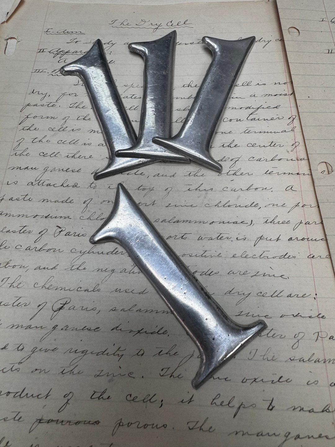 Vintage Silver Metal Number 1 One – Salvaged Aluminum Address Number ...