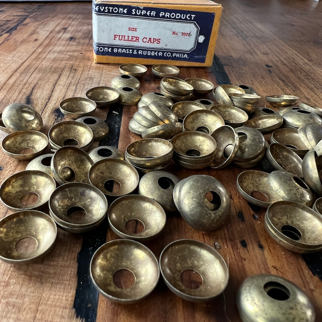 Set of 100 - Antique Brass Screw Caps - Vintage Furniture Tacks ...