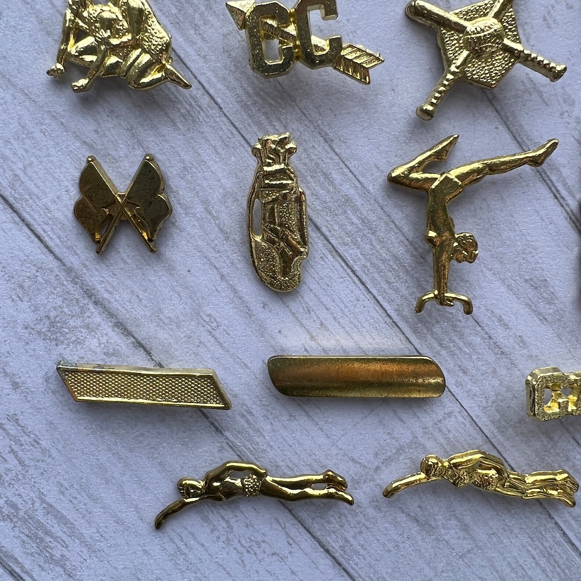 Vintage Varsity Sport Pin Gold Metal Letterman Pin - Etsy