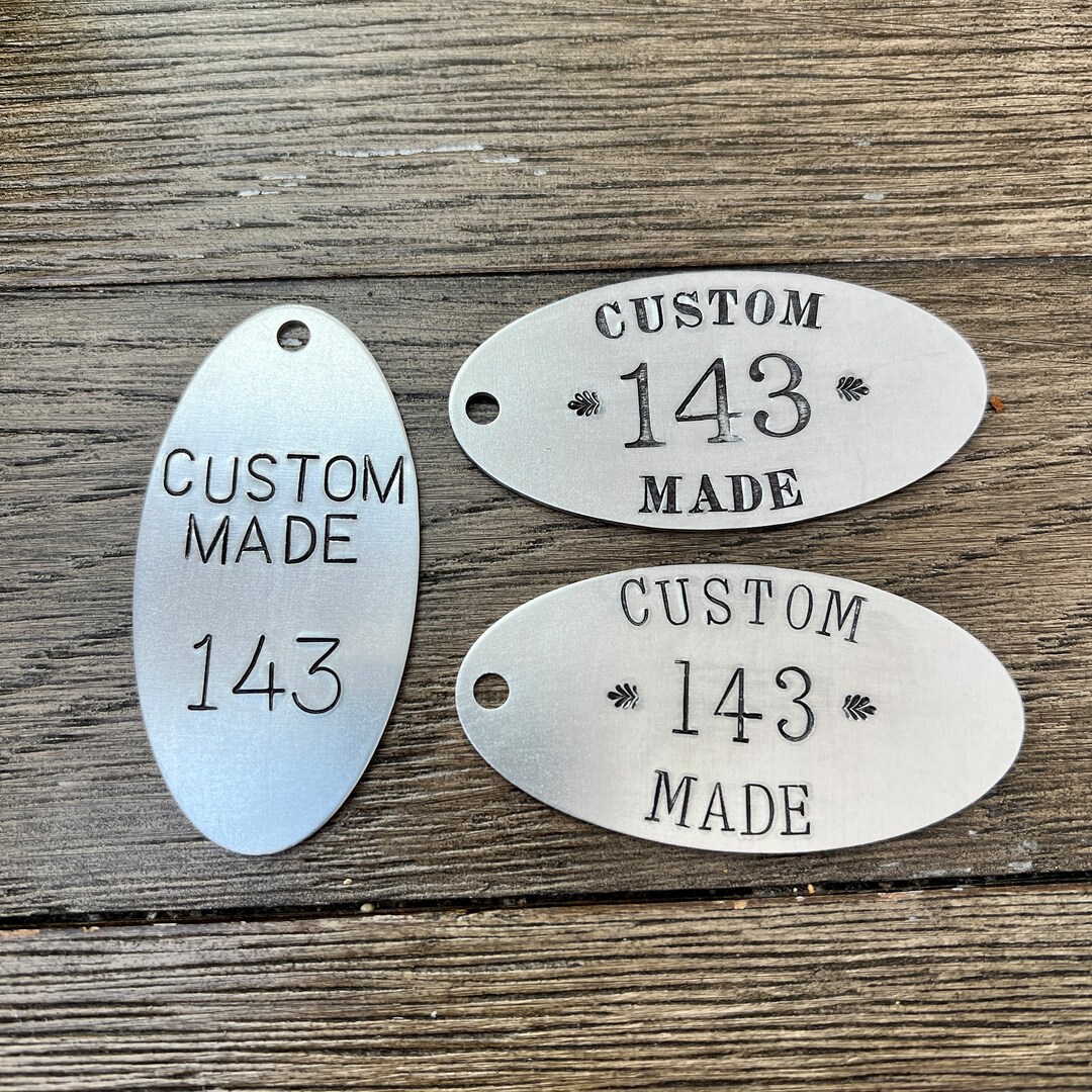 Aluminum Custom Hand Punched Hotel Room Key Tags - Key Chain Fob ...