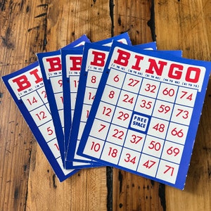 Vintage Blue Cardboard Bingo Cards Set of 5 Bingo Game Pieces Wedding ...