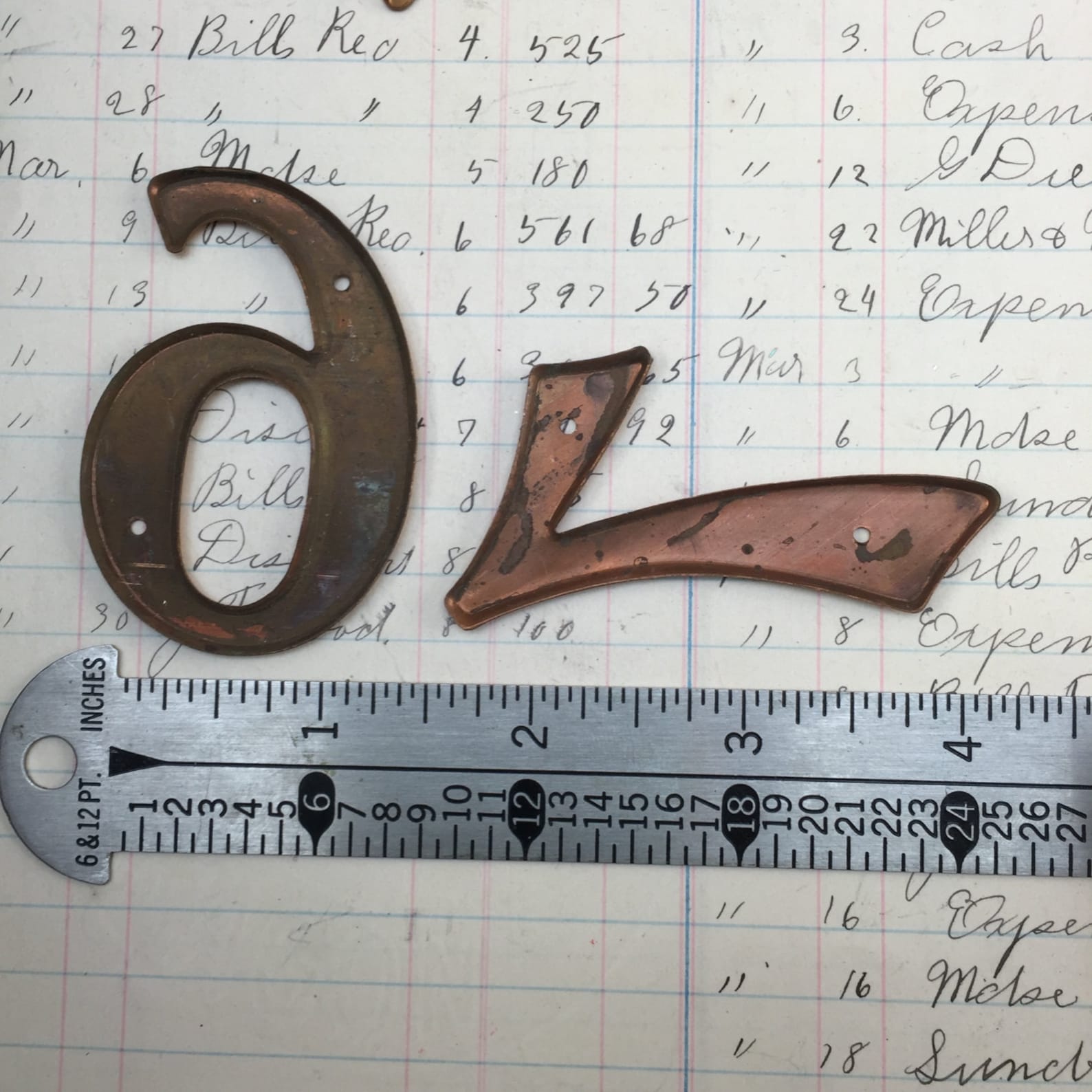 Copper Industrial Metal Numbers 2.5" - Small Vintage Metal Numbers ...