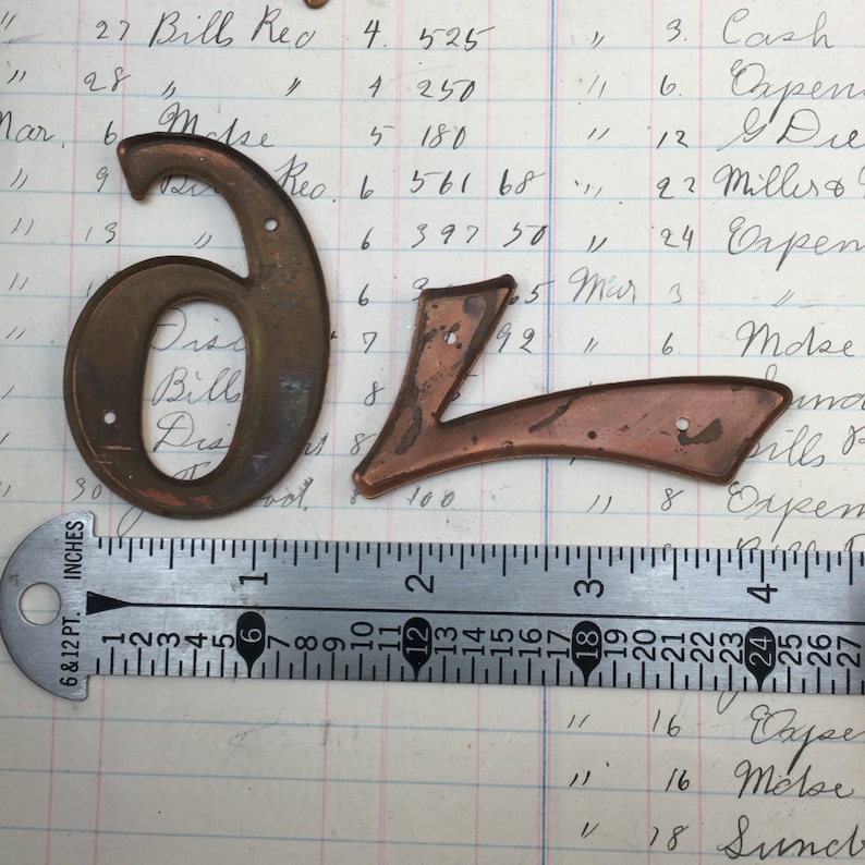 Copper Industrial Metal Numbers 2.5" - Small Vintage Metal Numbers ...