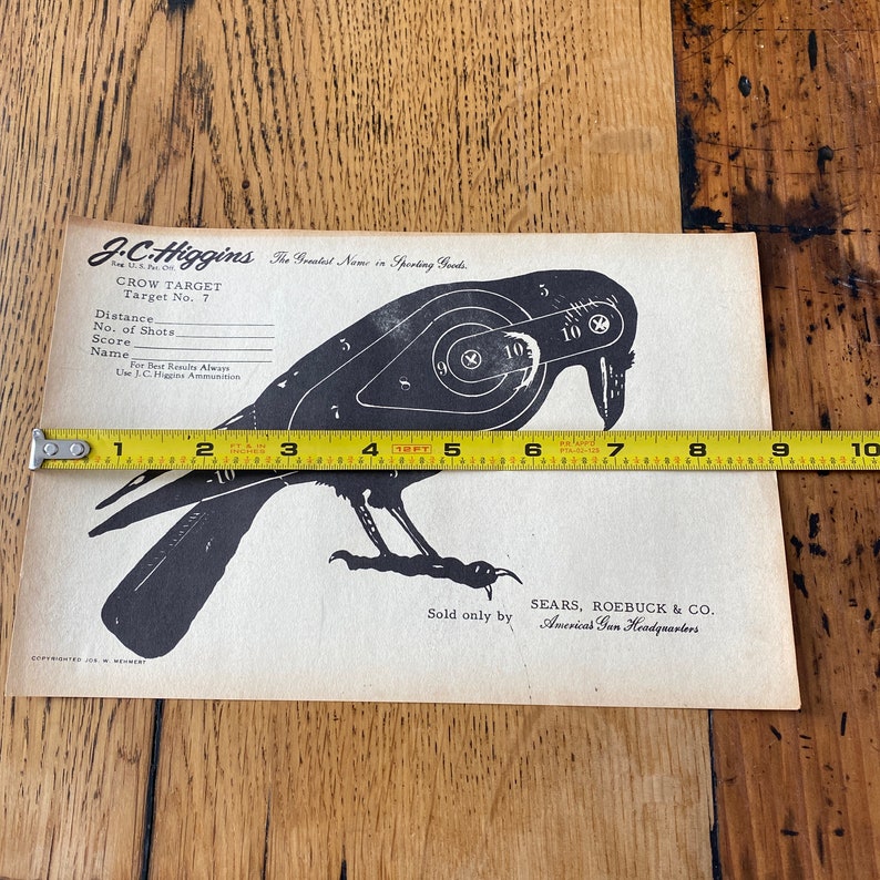 Vintage JC Higgins Crow Target Paper Target No. 7 Sears | Etsy