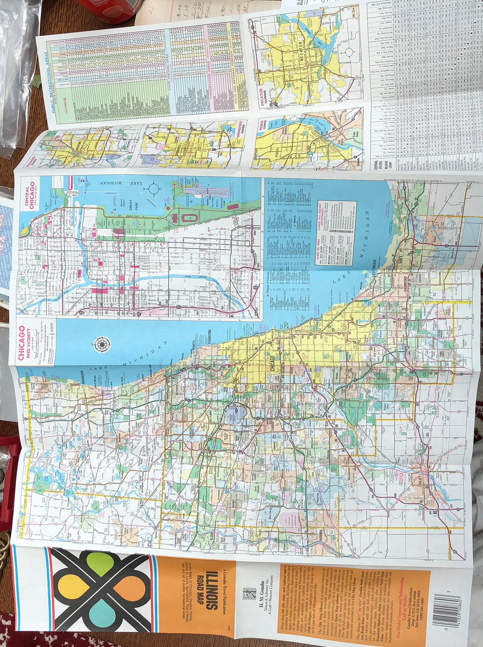 Vintage Paper Map 1980's Illinois Road Map Chicago - Etsy
