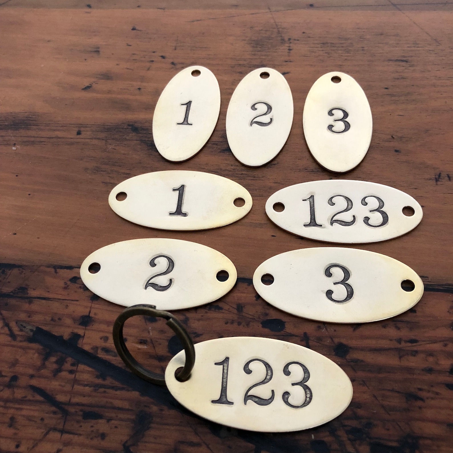 Hand Punched Brass Oval Numbered Tags Custom Numbered Locker Tags Oval ...