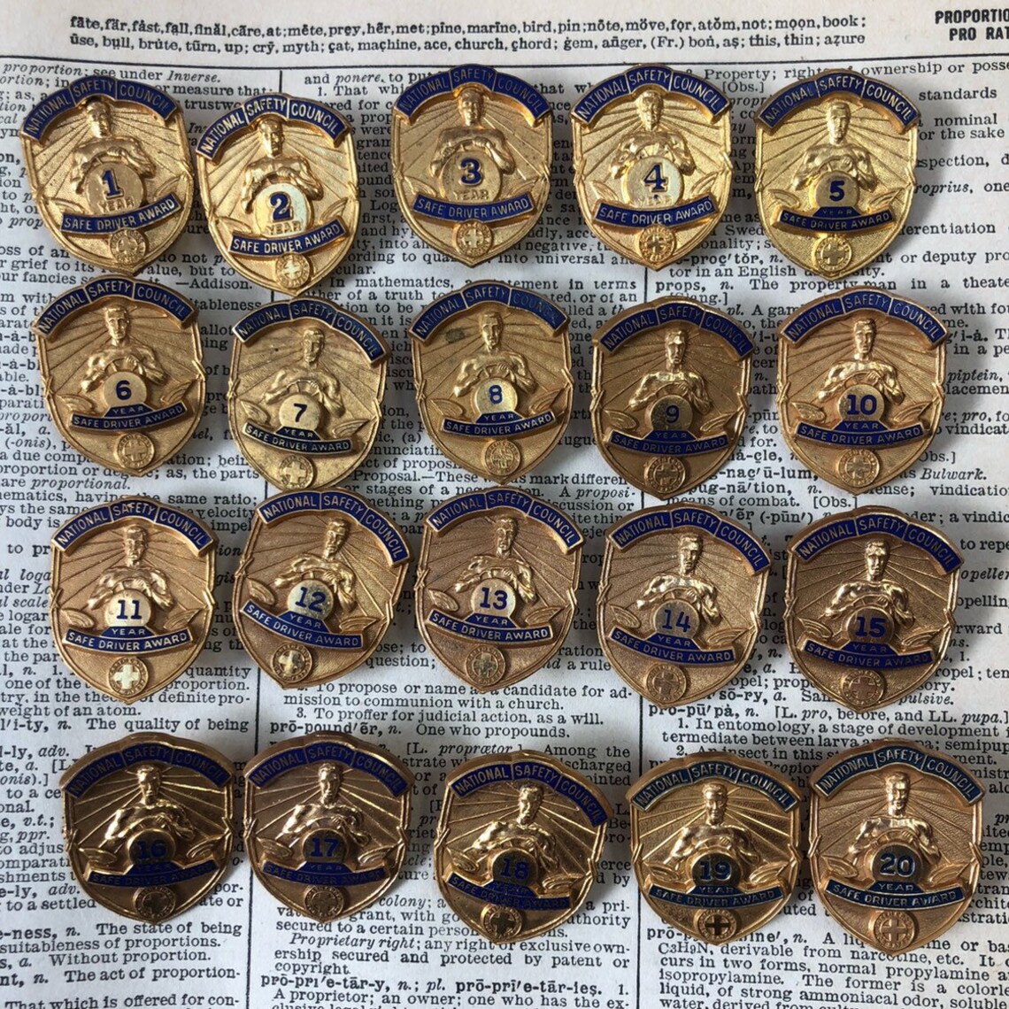 Vintage National Safety Council Safe Driver Award Lapel Pin - Driver ...