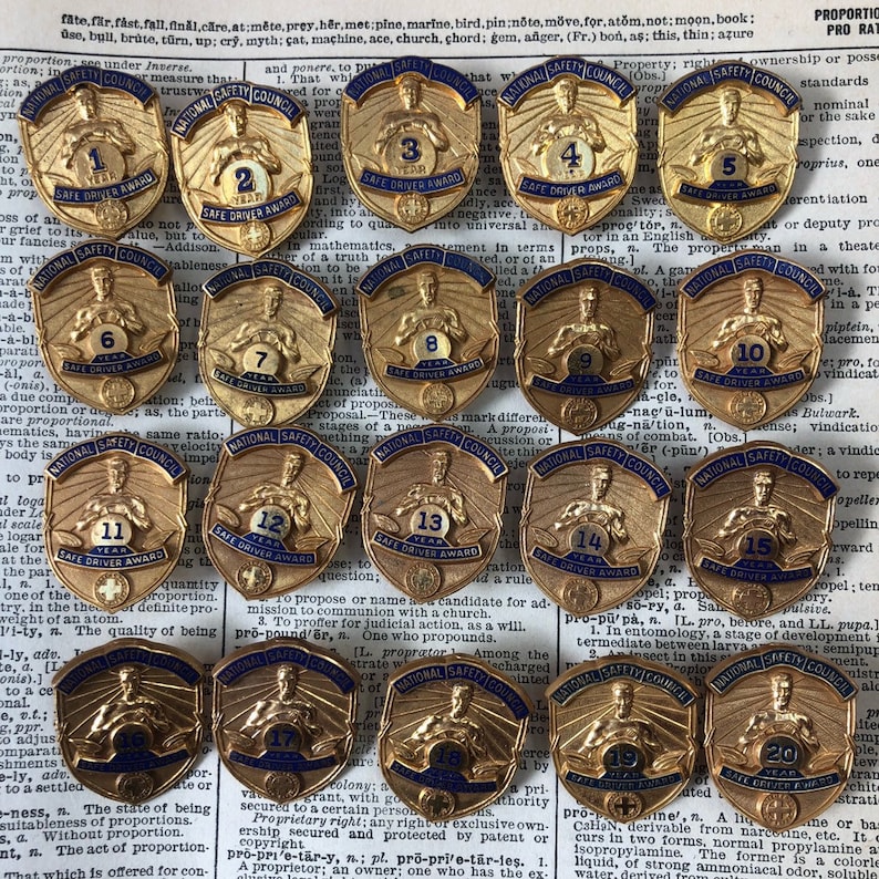 Vintage National Safety Council Safe Driver Award Lapel Pin | Etsy