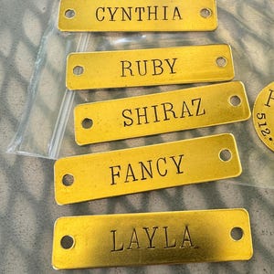 Brass Stocking Tags - Hand Stamped Metal Name Tags - Name Labels ...