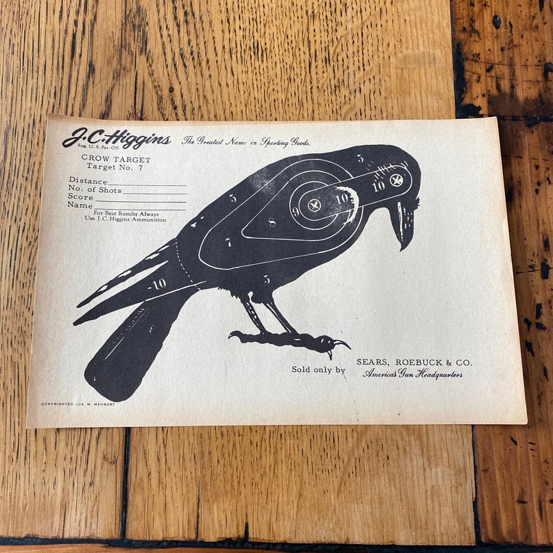 Vintage JC Higgins Crow Target Paper Target No. 7 Sears | Etsy