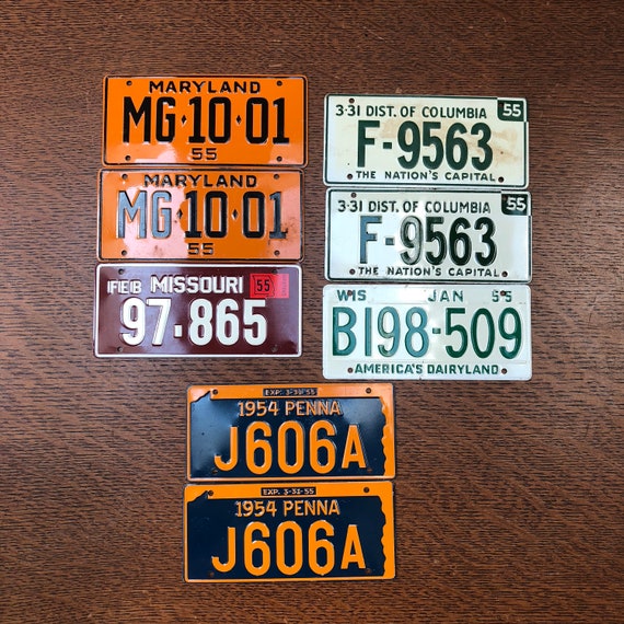 Vintage 1955 Bike License Plates Choose Your State Bike - Etsy