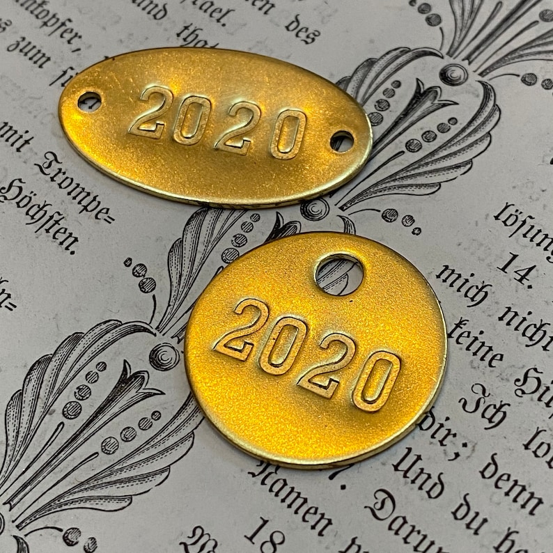 Custom Year or Date Tags Hand Punched Brass and Metal Tag or | Etsy