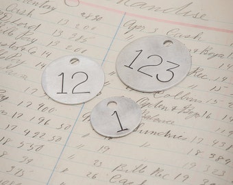 Round Silver Aluminum Numbered Tag Industrial Silver Key Tag - Etsy