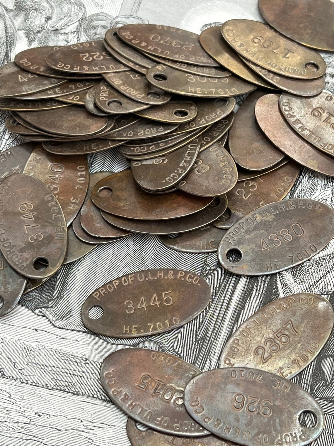 Antique Numbered Brass Tags Year Tag Vintage Room Key Tags - Etsy