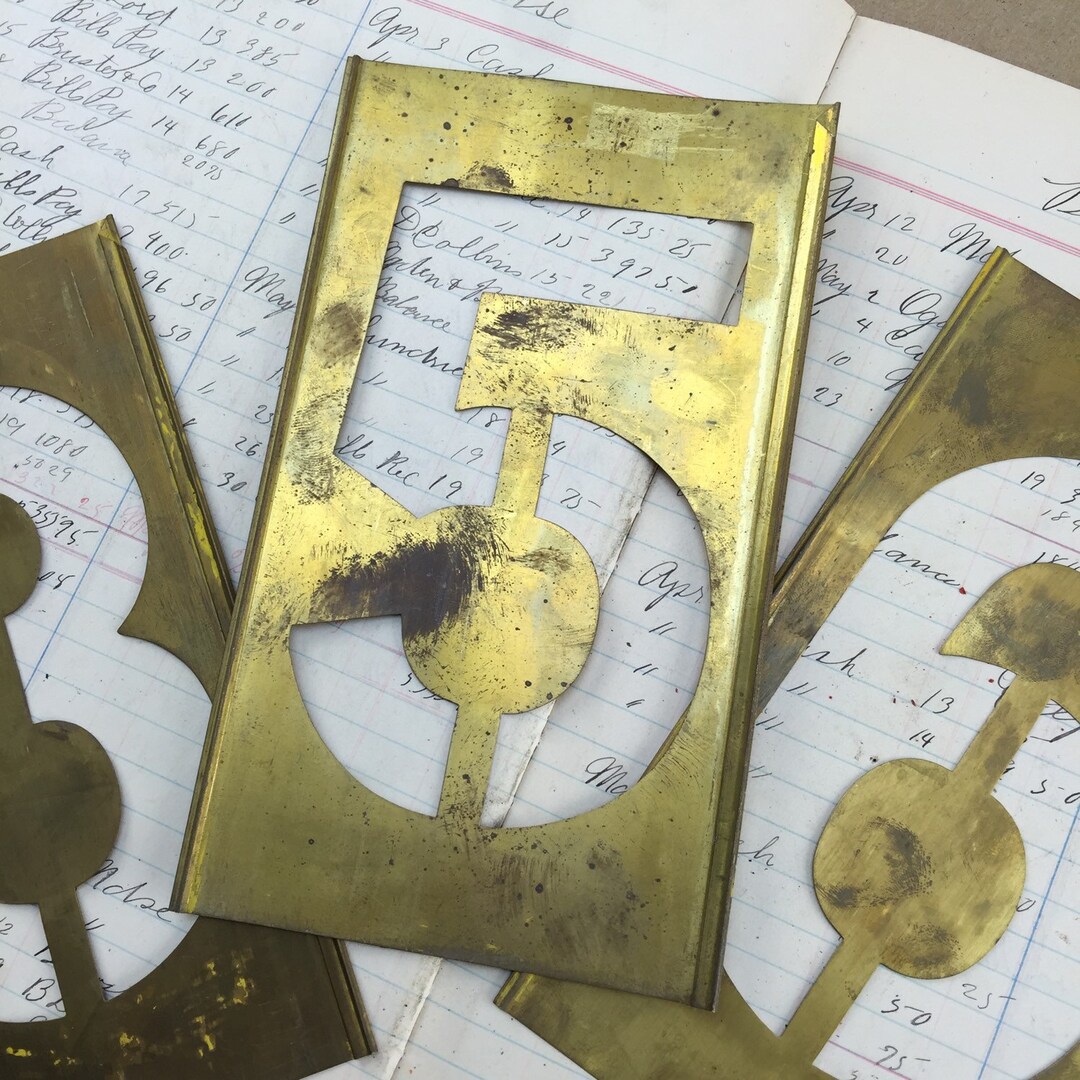 Antique Brass Stencil Numbers - Vintage Brass Stencils - Industrial ...