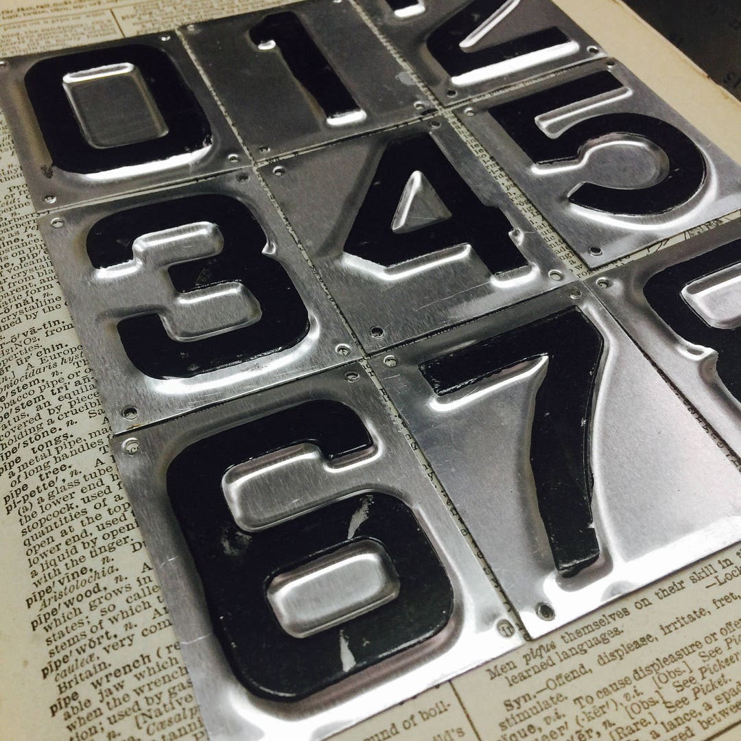 Industrial Metal Numbers 2.5" - Small Vintage Embossed Numbers ...