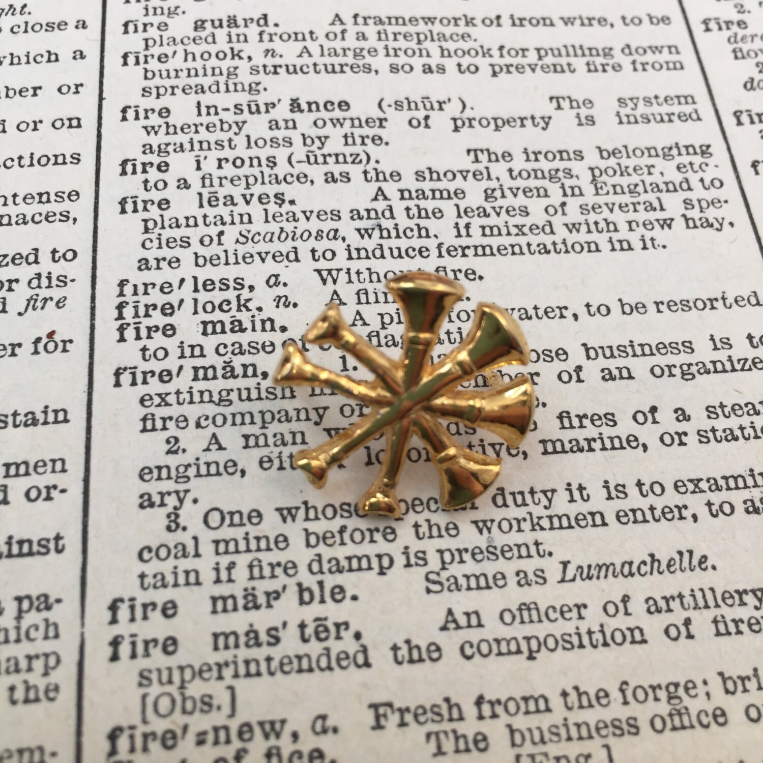 Vintage Fire Department Brass Rank Pin - Uniform collar Pin - Four ...