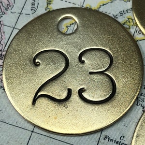 Custom Hand Punched Round Brass Tag - Hand Stamped Key Tag - Hand Made ...