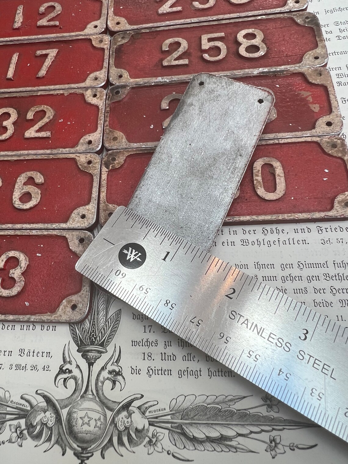 Vintage Fire Box Numbers Red Tags Metal Tag - Favorite Numbers ...