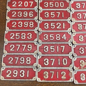 Vintage Fire Box Numbers Red Tags Metal Tag - Favorite Numbers ...