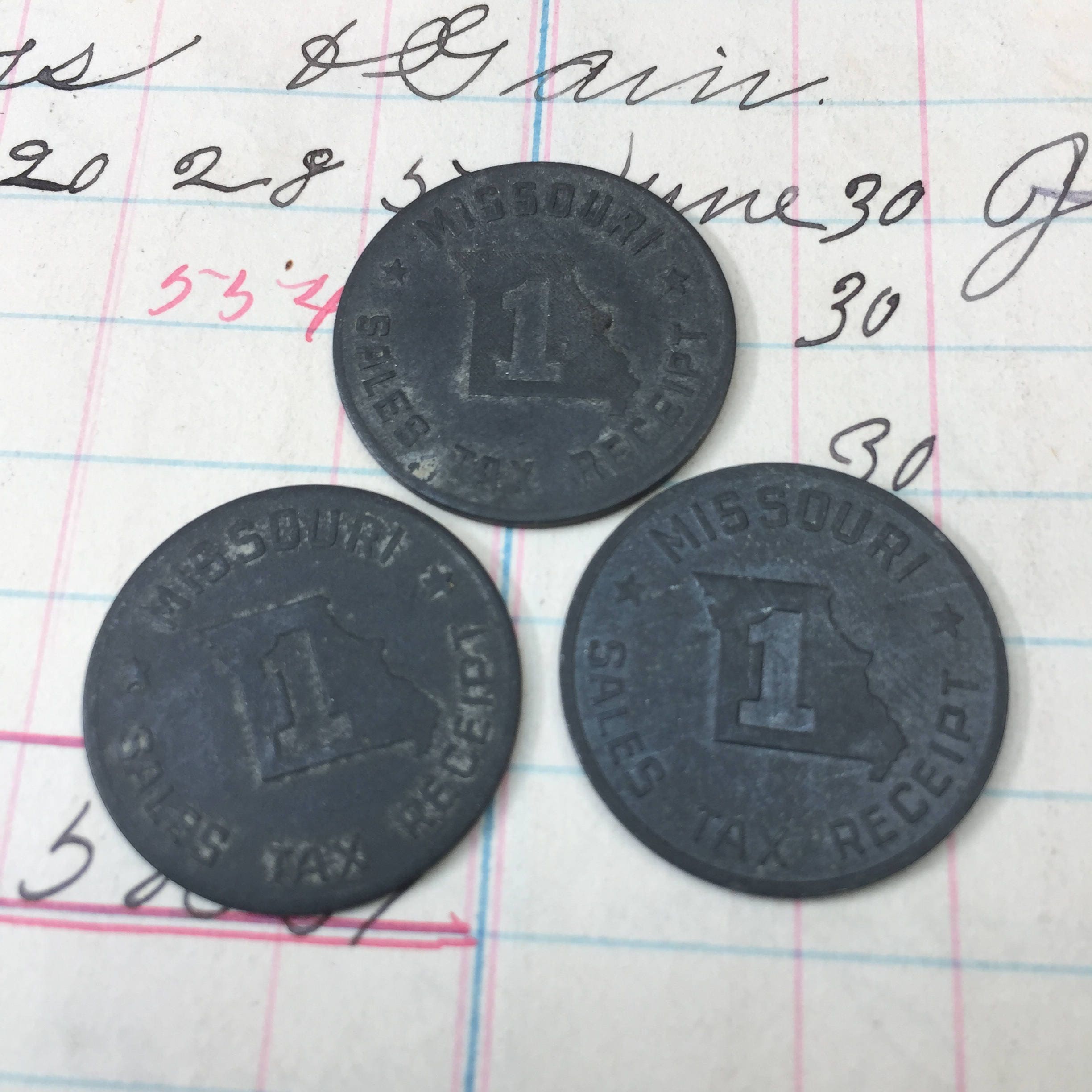 Set of 3 Tokens -vintage tax tokens old coin - state of Missouri ...