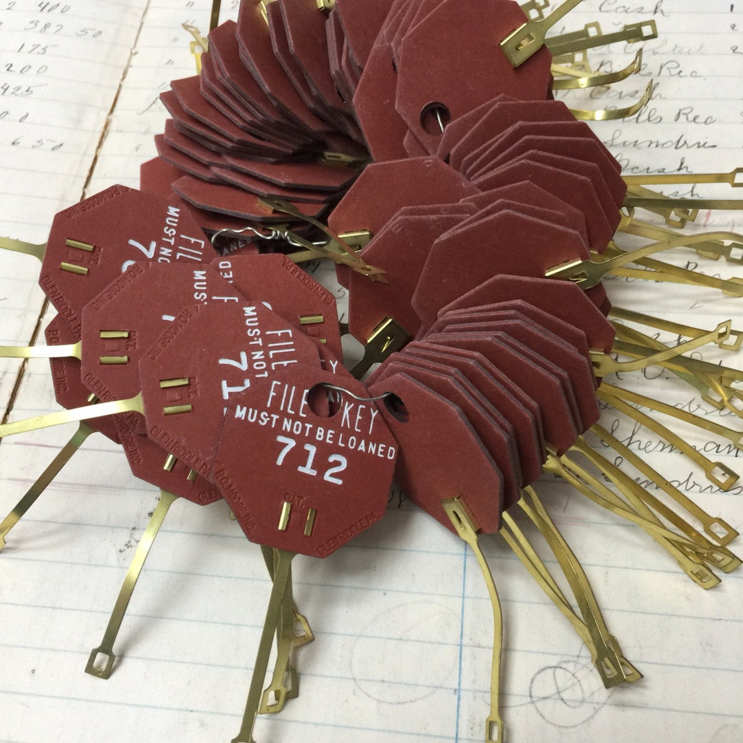 Vintage Key Tag - Lot of 10 - File Key Tag - Master Key File - Office ...