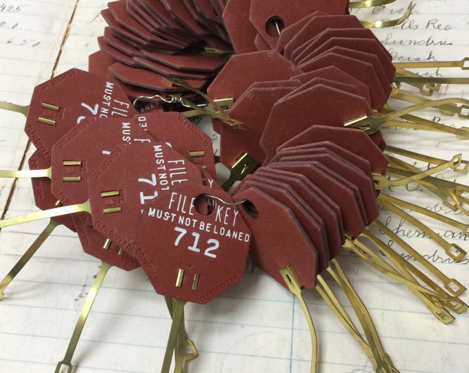 Vintage Key Tag - Lot of 10 - File Key Tag - Master Key File - Office ...