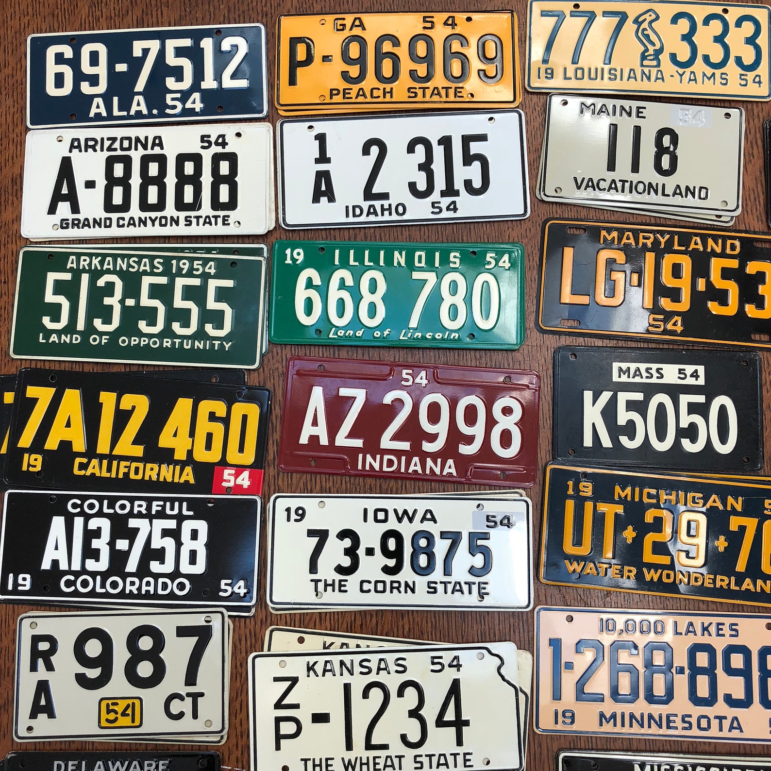 Vintage 1954 Bike License Plates - Choose Your State - Bike Plate ...