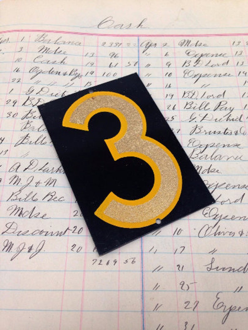 Vintage Reflective House Number 3 Reflective Sign Number Black and ...