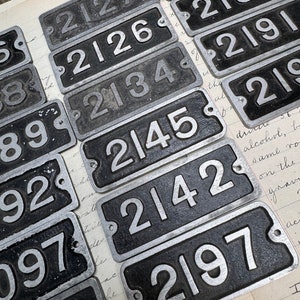 Vintage Fire Box Numbers Black Tags Metal Tag - Favorite Numbers ...