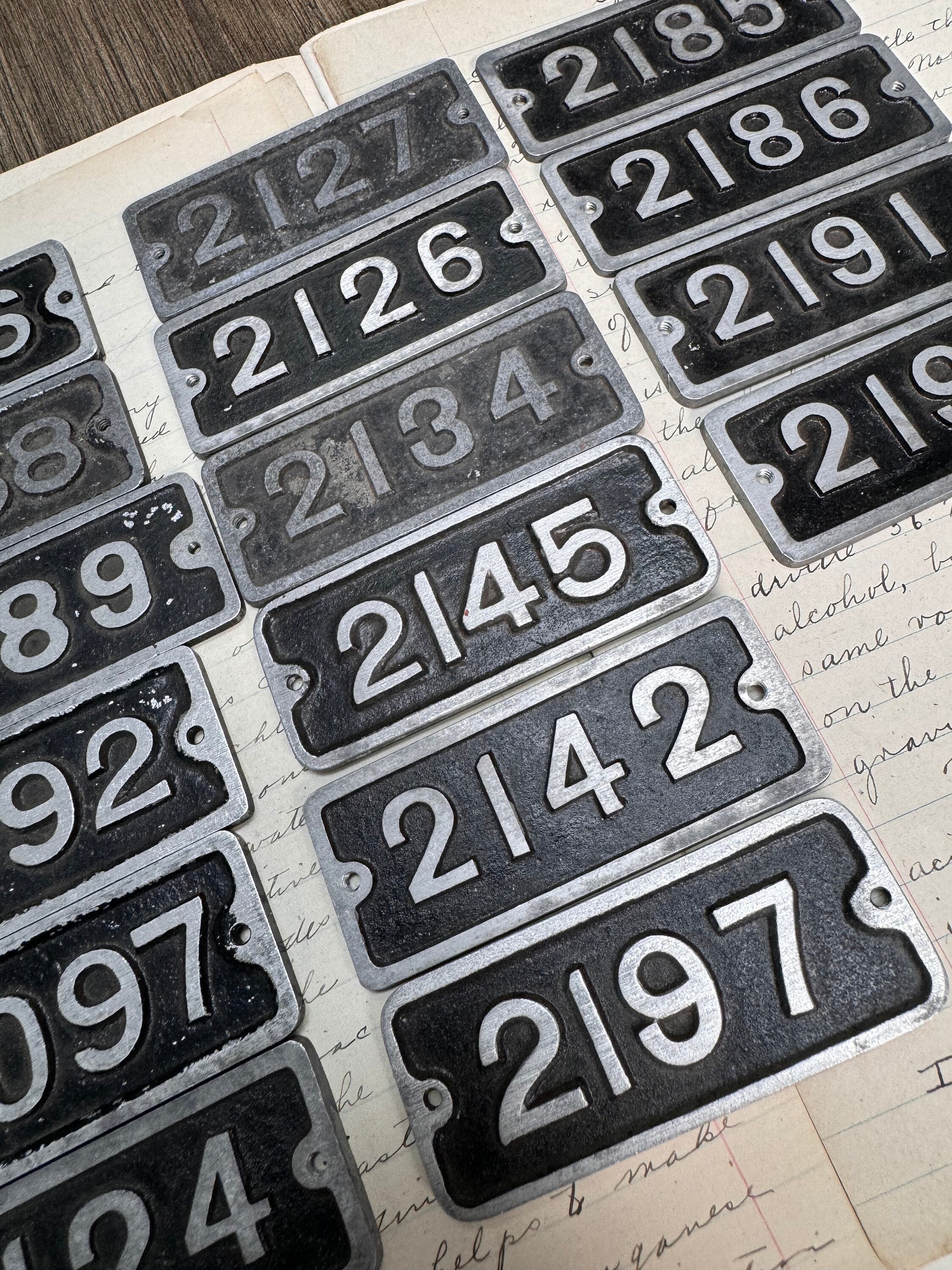 Vintage Fire Box Numbers Black Tags Metal Tag - Favorite Numbers ...
