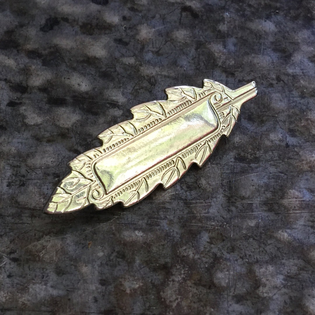 Vintage Silver Leaf Pin - Silverplate Midcentury Pin - Engravable Pin ...