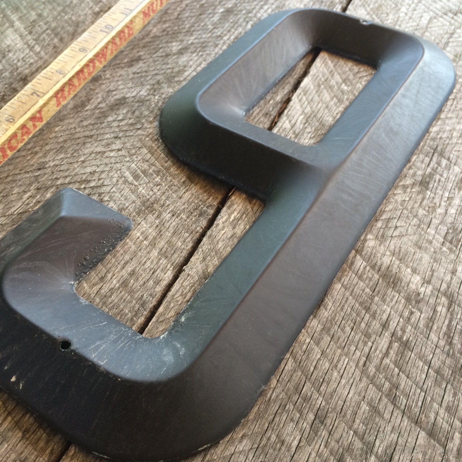 14 Vintage Industrial Metal Marquee Number 6 or 9 - Black metal - NOS ...