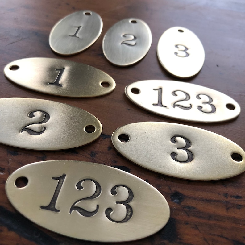Hand Punched Brass Oval Numbered Tags Custom Numbered Locker - Etsy UK