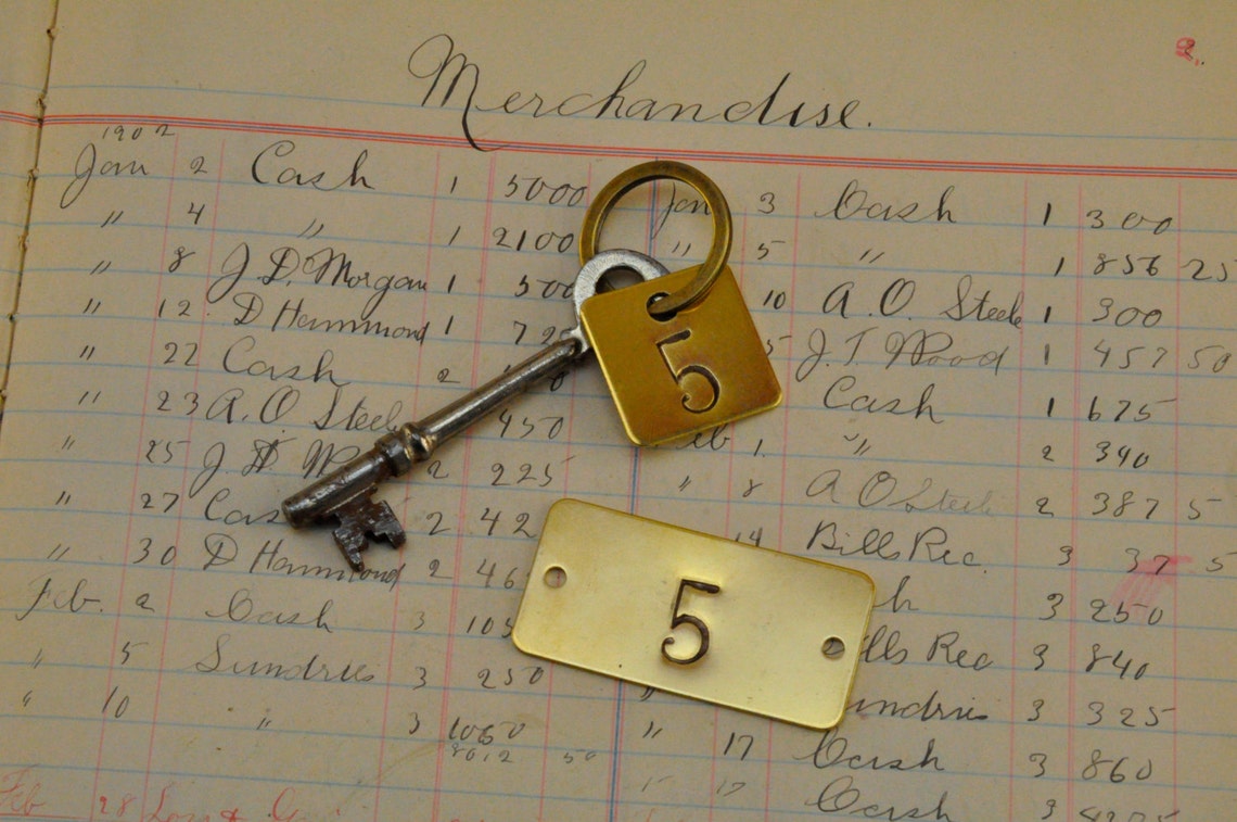 Hotel Room Number and Key Brass Tags Set Custom Hand Punched - Etsy