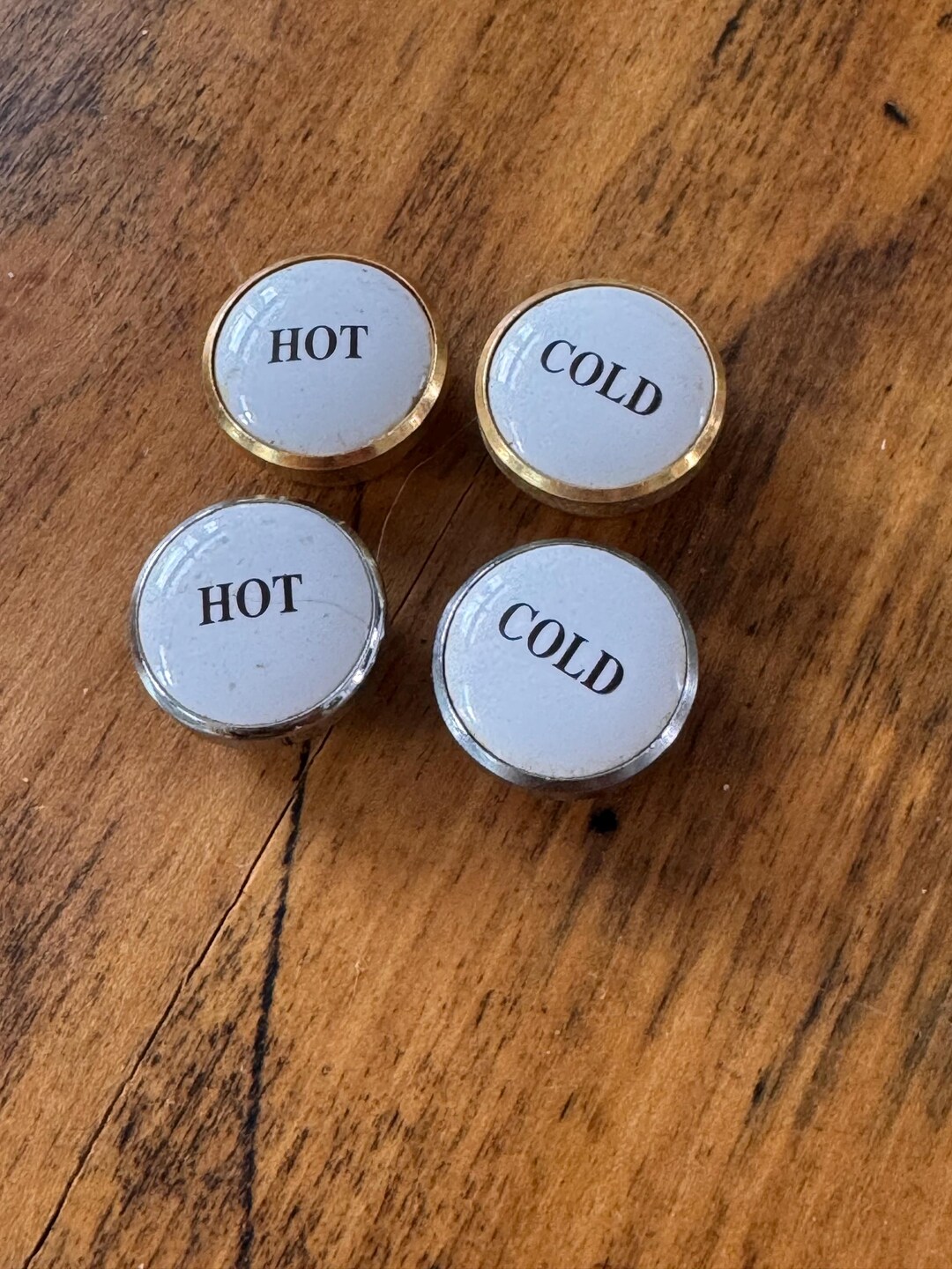 Vintage Cold Hot Water Faucet Handle Inserts - Your Choice- Porcelain ...