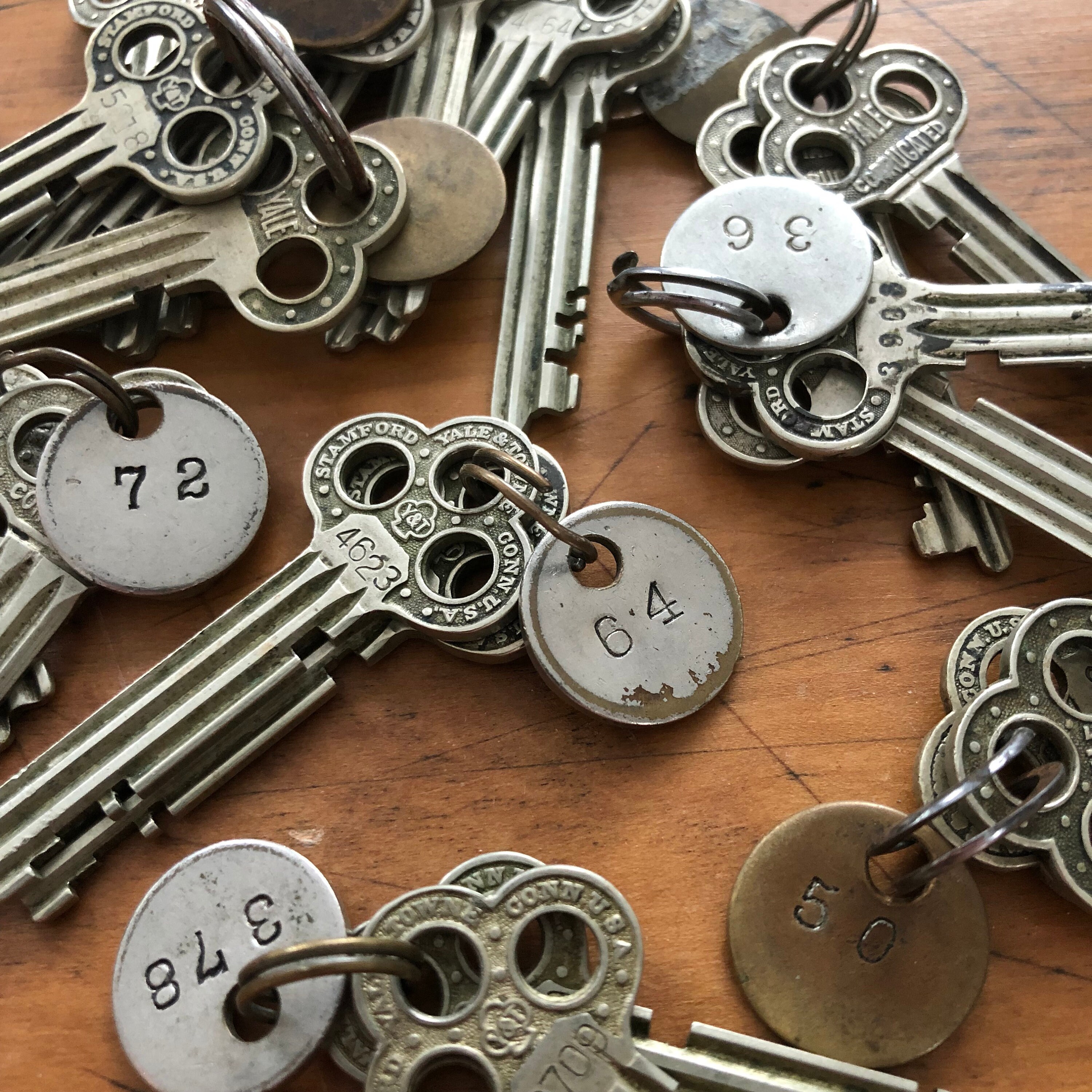 Antique Safe Deposit Box Key And Numbered Brass Tag Brass Bank Key