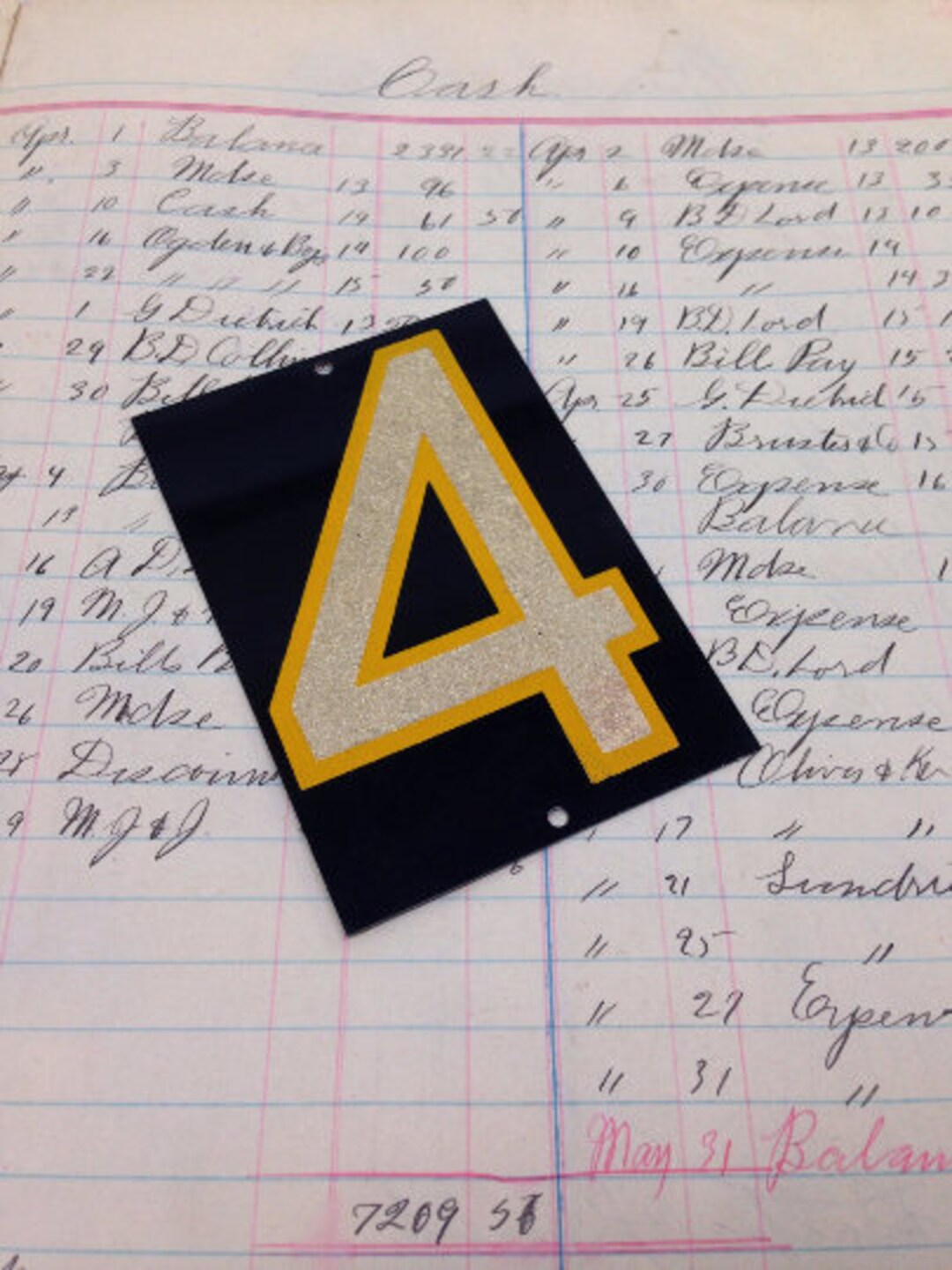 Vintage Reflective House Number 4 - Reflective Sign Number - Black and ...