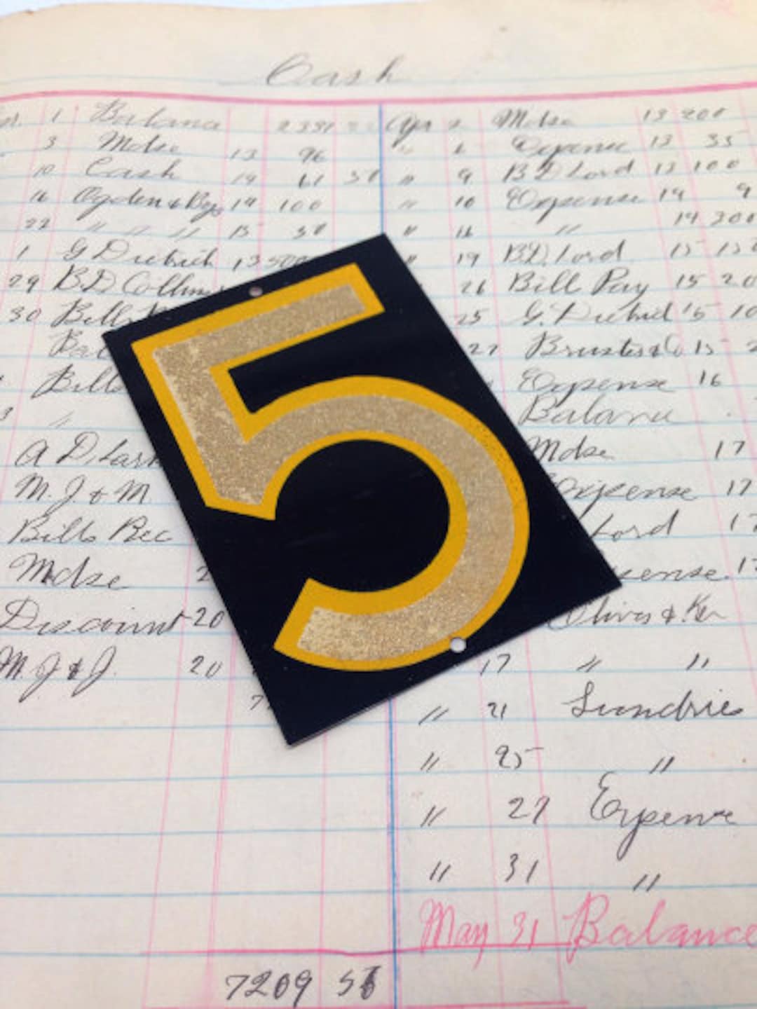 Vintage Reflective House Number 5 - Reflective Sign Number - Black and ...