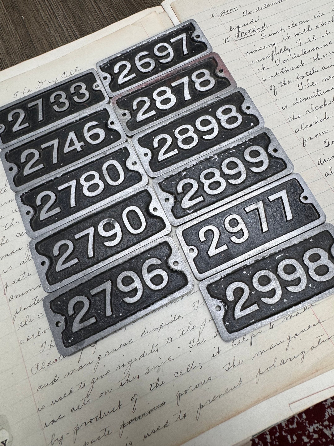 Vintage Fire Box Numbers Black Tags Metal Tag - Favorite Numbers ...