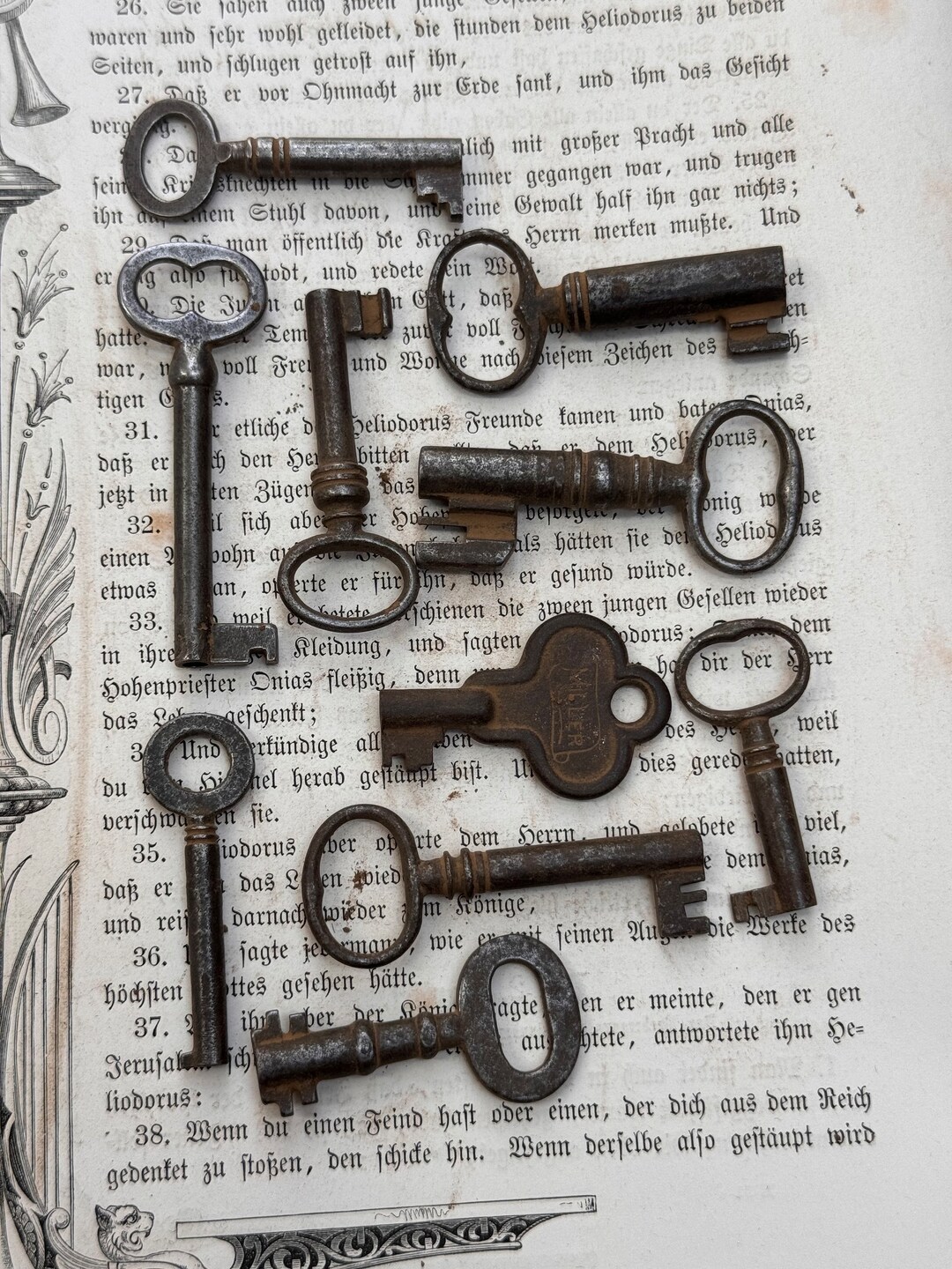 Lot of 10 Authentic Skeleton Keys - Antique Skeleton Key - Vintage ...