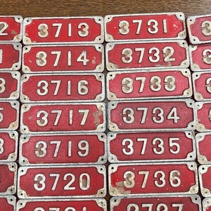 Vintage Fire Box Numbers Red Tags Metal Tag - Favorite Numbers ...