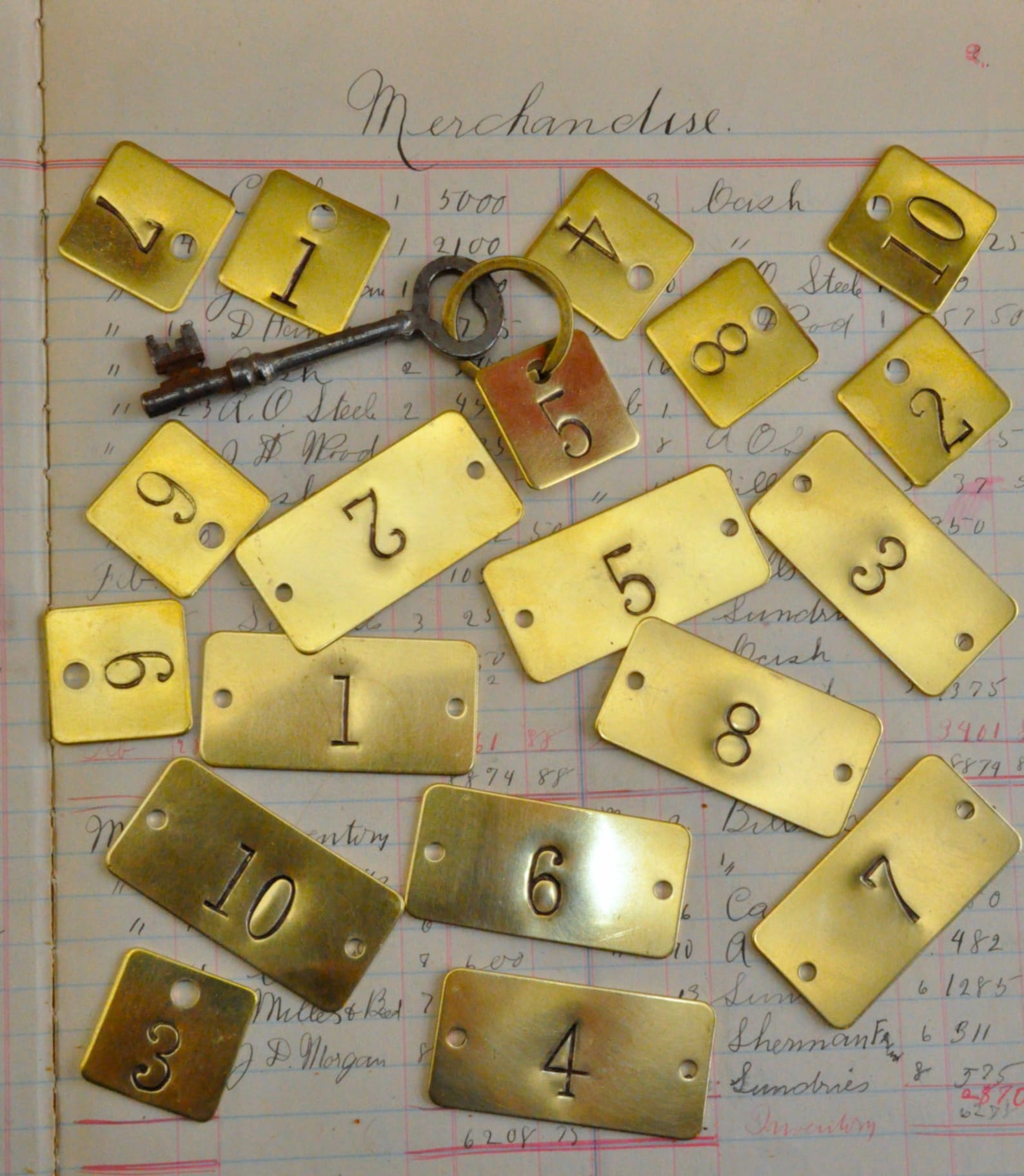 Hotel Room Number and Key Brass Tags Set Custom Hand Punched - Etsy
