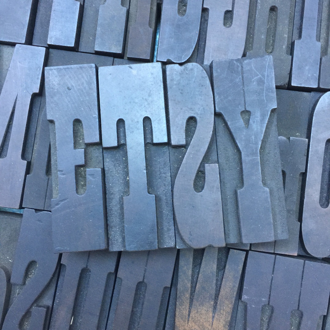 Western Style Font WOODEN Letterpress Printing Blocks - Wood Number and ...