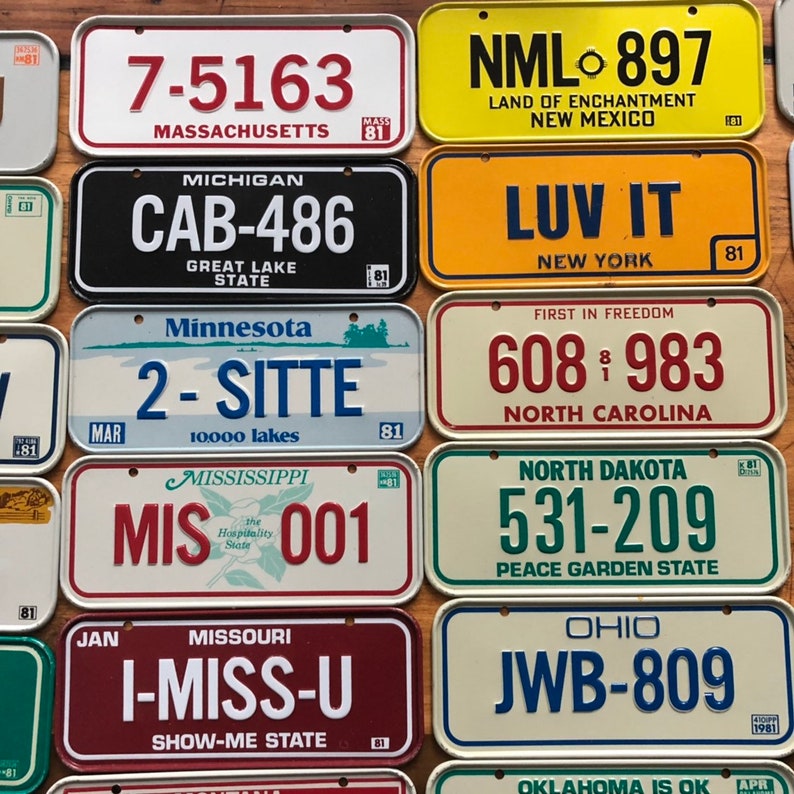 Vintage 1981 Bike License Plates - Choose Your State - Bike Plate ...