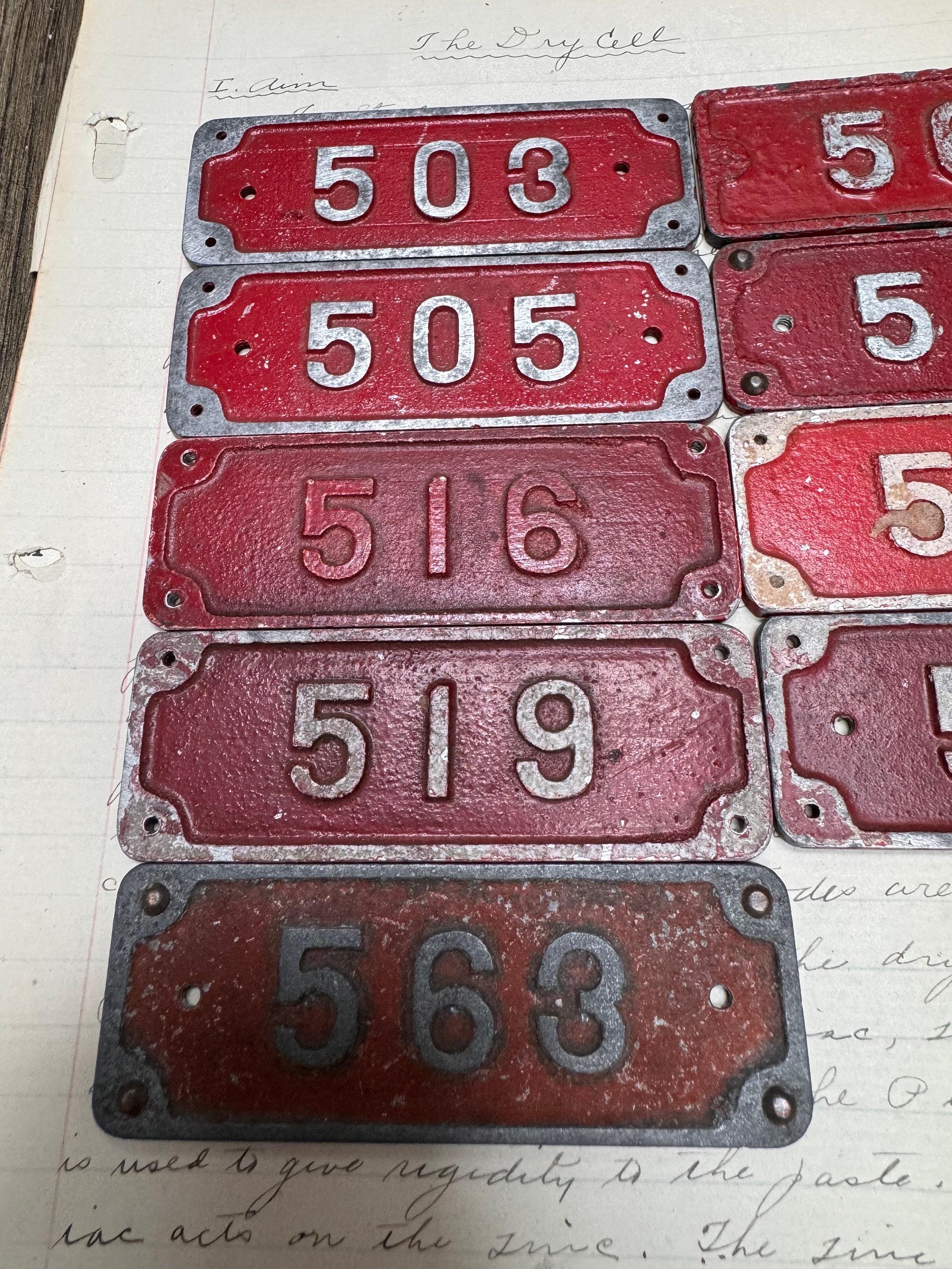 Vintage Fire Box Numbers Red Tags Metal Tag - Favorite Numbers ...